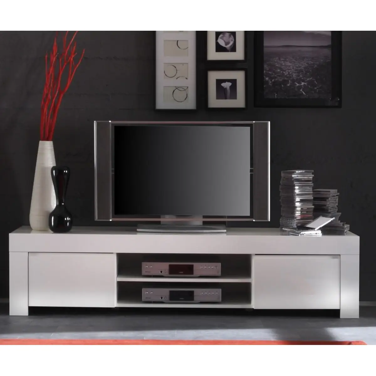 Preisvergleich für TV-Lowboard weiss echt Hochglanz Lack Italien 190 x ...