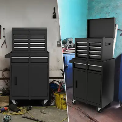 Preisvergleich für Costway 2 in 1 Werkstattwagen inkl. Koffer & 8 Fächer & Haken & Verstellbarem ...