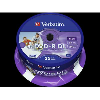 Preisvergleich für VERBATIM 43667 Printable Bedruckbar DVD+R DL 8X Rohling | Ladendirekt